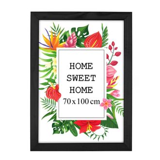 MG Design Schwarz Bilderrahmen 70 x 100 cm - Aus echtem Holz mit Acrylglas, zum Aufhängen & Aufstellen, für Fotos, Poster & Puzzle