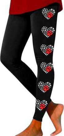 Generic Legging imprim&eacute; pour la Saint-Valentin 2026 pour femme - Contr&ocirc;le du yoga - Taille haute, bordeaux, XXL