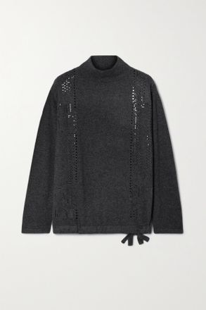 Akris Verzierter Stehkragenpullover Aus Kaschmir - Grau