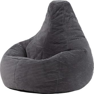 Icon Brand Dalton Sitzsack Cord, Dunkelgrau, Gaming Sitzsack Erwachsene mit F&uuml;llung, Bean Bag, Cord Sessel, Lounge Sessel, Lounge Stuhl, Schlafzimmer, Wohnzimmer