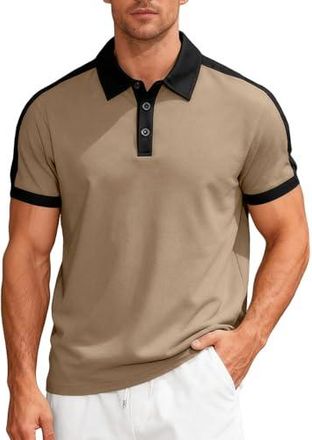 Generic DENGJIAMY Polo d&eacute;t&eacute; tendance &agrave; manches courtes pour homme - V&ecirc;tements basiques classiques - Patchwork - Chemise de golf d&eacute;contract&eacute;e pour les affaires