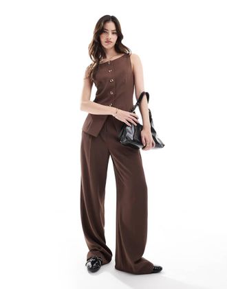 French Connection Harrie - Pantalon densemble ajusté - Chocolat-Marron