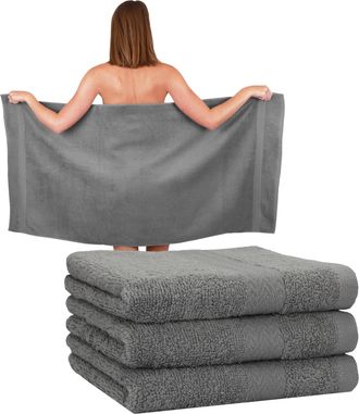 Betz 4 Stück Strandtücher Duschtücher Set Größe 70x140 cm Duschhandtuch Badetuch Strandtuch Handtuch Premium 100% Baumwolle Farbe Anthrazit