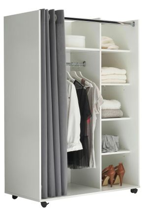 MID.YOU Mid.you Offener, Grau, Wei&szlig;, Holzwerkstoff, 5 F&auml;cher, 100x145x50 cm, Blauer Engel, BQ - B&uuml;ndnis f&uuml;r Qualit&auml;t, Made in Germany, Waschk&uuml;che, Mehrzwecksc