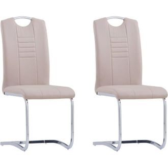 vidaXL Chaises &agrave; manger cantilever lot de 2 cappuccino similicuir vidaXL