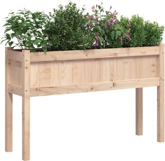 tidyard Pflanzkübel mit Füßen Pflanzkasten Blumenkasten Kräuterbeet Pflanzentopf Balkonkasten Holzkübel Dekokasten Dekokübel 110x31x70 cm Massivholz Kiefer