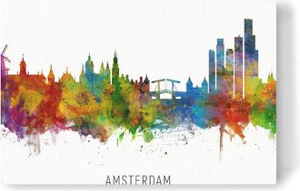 artboxONE Leinwand 30x20 cm Städte/Amsterdam Amsterdam Netherlands Skyline txt von Michael Tompsett