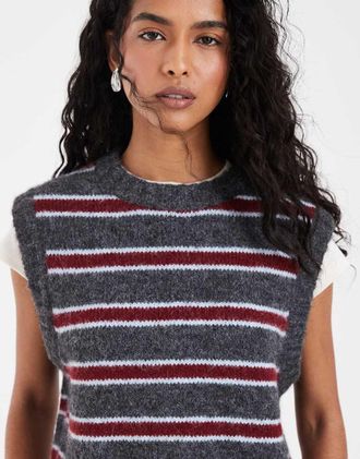 Levi's Alice gilet sans manches en maille ray&eacute; gris