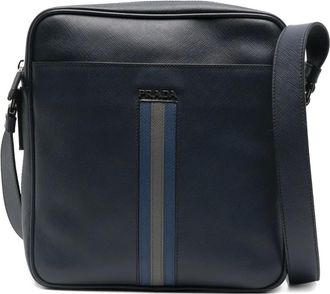 Prada sacoche à détails rayés (années 2010) - Bleu