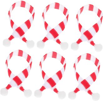 Angoily 20 Stück Mini Weihnachts-schals für Puppen und Schneemann-Figuren Weiche Strickschals in Rot-weiß Dekorative Accessoires für Weihnachtsdeko Partybedar