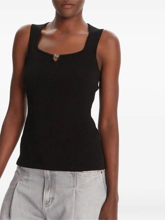 BOSS haut nervuré à détail appliqué - Noir