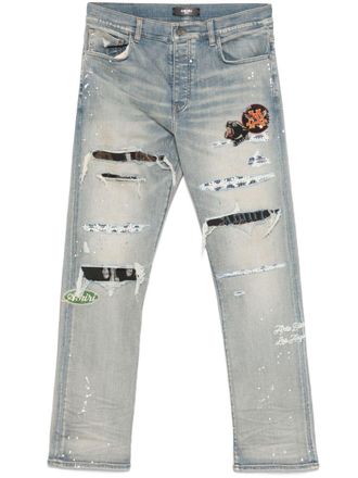 Amiri jean &agrave; d&eacute;tails de patchs - Bleu