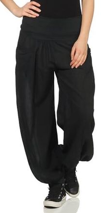 Malito more than fashion Malito Femme Pantalone n Tissu Aladin Pantalon Bouffant Baggy Boyfriend 17633 (Noir)