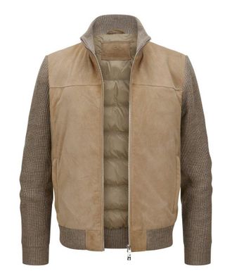 Milestone Lederjacke MSNicolas Hybrid-Jacke aus Ziegenvelours Blouson im Material-Mix