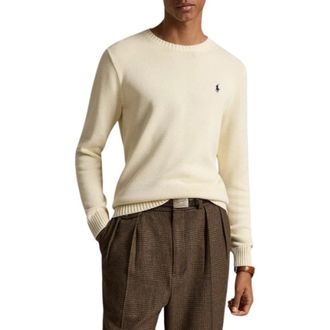 Ralph Lauren Pull en maille avec logo brod&eacute; - Homme - Pulls - Beige - Taille: M