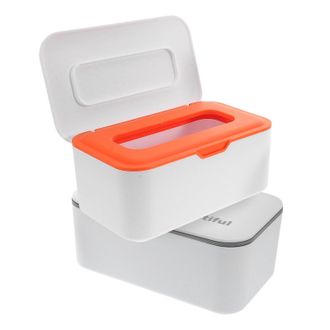 OSALADI 2 St&uuml;ck Pack Feuchtt&uuml;cher Spenderbox mit Deckel Versiegelter Feuchttuchbeh&auml;lter aus Kunststoff Nachf&uuml;llbar Staubdicht f&uuml;r Haushalt und Reisen (orange 
