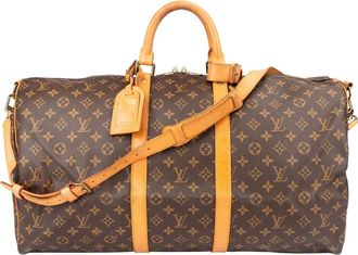 Louis Vuitton Crossbody Bags - Louis Vuitton Canvas Monogram Keepall 55 Bandoulie - Gr. unisize - in Braun - für Damen