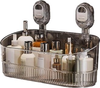 Generico Badezimmerregal mit Saugbecher, stabile Aufbewahrung ohne Bohren | Praktischer Organizer f&uuml;r Shampoo, Conditioner, Duschgel, Lotion, Zahnpasta, Seifen