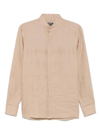 Ermenegildo Zegna chemise en lin - Marron