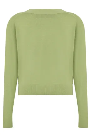 Max Mara Womens Cropped Cardigan Pistachio Wool Cardigans Sweater