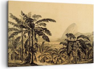 Arttor Bilder auf Leinwand 100x70cm Leinwandbild Palmen Wald Regnerisch Gro&szlig; Wanddeko Bild Schlafzimmer K&uuml;che Deko Wandbilder Dekoration Wohnzimmer Wall Deco