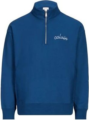 Calvin Klein Sweatshirt col zipp&eacute; en coton m&eacute;lang&eacute;