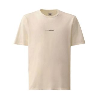 C.P. Company C.p. Company, Homme, Tops, Blanc, Taille: XL T-shirt &agrave; Manches Courtes avec Logo en Jersey 24/1