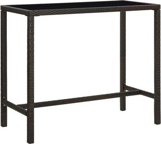 Les Tendances Table de bar de jardin Marron 130x60x110 Résine tressée verre
