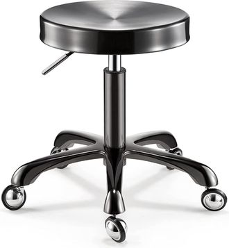 Generic Drehhocker auf Rollen, runder Rollhocker mit Fu&szlig;st&uuml;tze, h&ouml;henverstellbar, f&uuml;r Spa, Zeichenstudio, Tattoo-Studio, B&uuml;ro, Massage, B&uuml;rostuhl, Schwarz