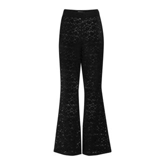 Ichi Schwarze Bootcut Spitzenhose - - Trousers - Damen - Schwarzk - L