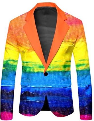 Generic Veste arc-en-ciel pour homme - Costume CSD - Blazer slim fit Pride Month - Veste de costume attrayante pour carnaval, festival, d&eacute;fil&eacute;, 002., 3XL