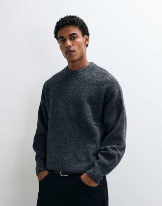 Weekday Pullover aus Wollmix in meliertem Dunkelgrau