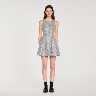 Sandro Robe courte en tweed et sequins