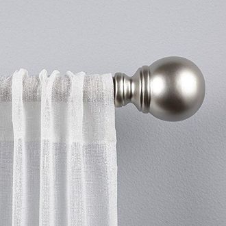 Exclusive Home Curtains Sphere 1 Curtain Rod and Finial Set, 36-72, Matte Silver