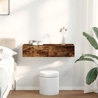 vidaXL Vidaxl - tag&egrave;re murale avec tiroirs ch&ecirc;ne fum&eacute; bois ding&eacute;nierie