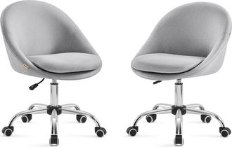Songmics Homeoffice Stuhl, 2er Set, Drehstuhl, Schreibtischstuhl, Schaumstoffpolsterung, höhenverstellbar, für Arbeitszimmer, Schlafzimmer, grau OBG920G01
