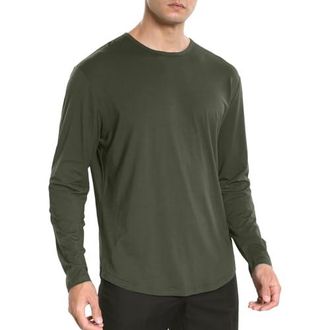 Generic T-shirt pour homme avec col rond ultra doux, l&eacute;ger, manches longues, d&eacute;contract&eacute;, t-shirt basique, Vert arm&eacute;e., 3XL