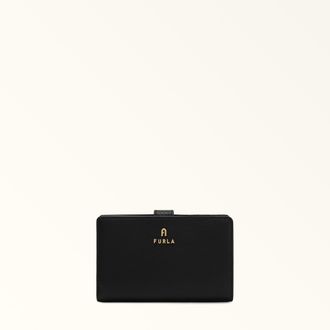 Furla Camelia Kompaktes Portemonnaie Nero Schwarz Genarbtes Kalbsleder Damen