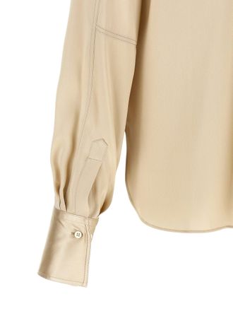 Brunello Cucinelli Stretch Silk Satin Shirt - Beige