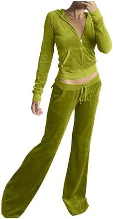 Generic Ensemble de surv&ecirc;tement pour femme en polaire &agrave; manches longues avec sweat-shirt et pantalon de jogging - Tenue 2 pi&egrave;ces - Tenue de d&eacute;tente pour femme