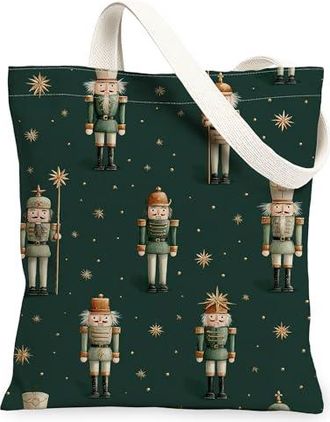 Generic Sac fourre-tout vintage en toile motif casse-noisette, sacs de courses r&eacute;utilisables, l&eacute;gers et lavables pour voyage, plage, pique-nique, 33 x 38 cm