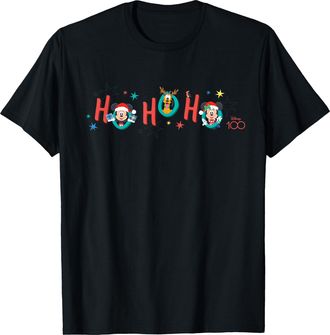 Disney 100 Mickey Minnie Pluto Christmas Holiday Ho Ho Ho T-Shirt
