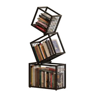 Generic Geometrisches Bücherregal aus Metall, mit stabilem Vier-Ecken-Display-Lagerregal, platzsparendes Lagerregal, geeignet for Wohnzimmer, Schlafzimmer, Bü