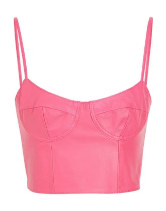 8 by YOOX LEATHER BODYCON CROP TOP