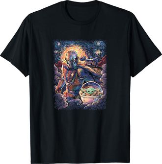 Star Wars The Mandalorian & The Child Starry Night Style T-Shirt