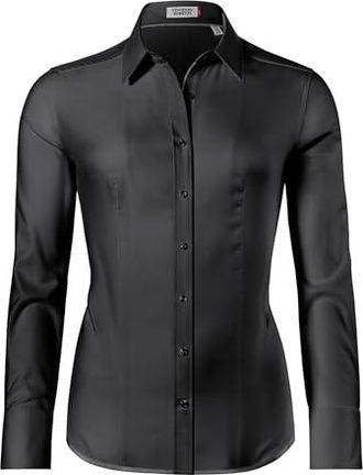 Vincenzo Boretti Chemisier, Modern-fit/légèrement cintré, col de Chemise, Douce Oxford - Facile à Repasser Noir 40