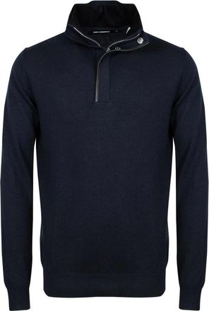 Karl Lagerfeld Homme, Pulls, Bleu, Taille: 2XL Pull bleu marine &agrave; double fermeture