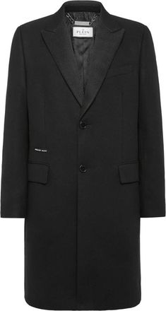 Philipp Plein Homme, Manteaux, Noir, Taille: 2XL Elegant Wool Coat Long