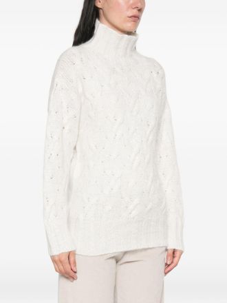 Fabiana Filippi Cable-Knit Wool Blend Sweater - Cream