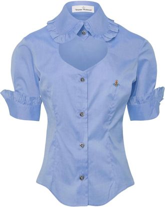 Vivienne Westwood Femme, Blouses et Chemises, Bleu, Taille: 36 FR SS Toulouse Frill Shirt